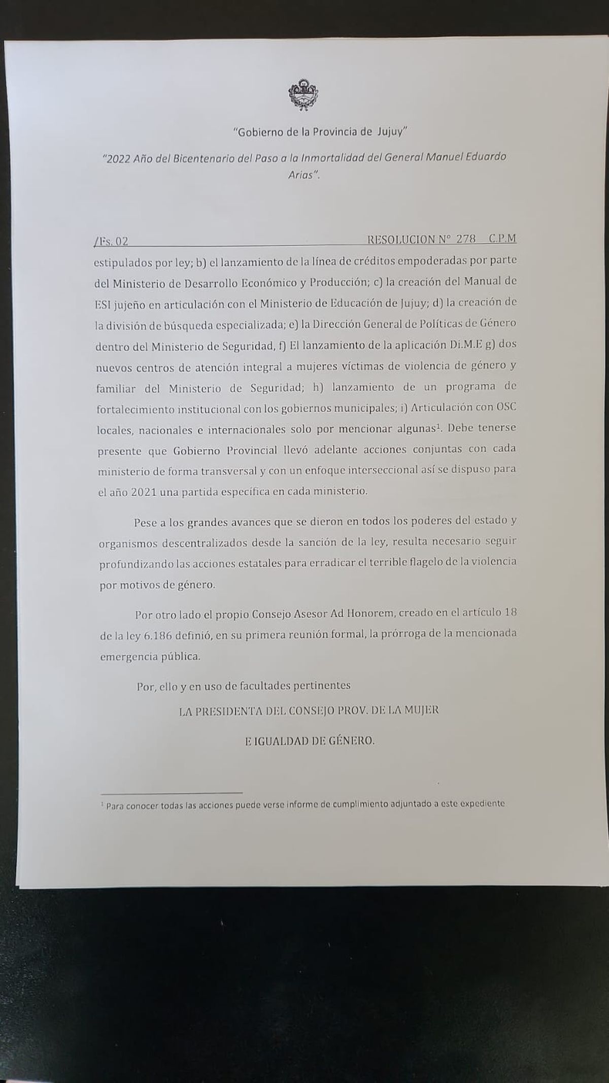 Prórroga de la Ley de Emergencia en Materia Pública de Violencia de Género